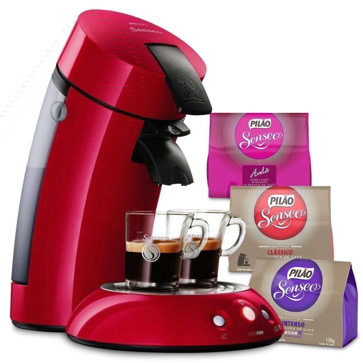 Café Fácil - Kit Cafeteira Expresso Philips Senseo 110v Vermelha + 3 ...